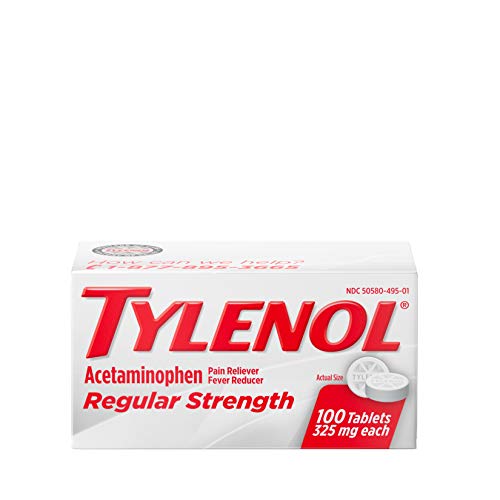 Tylenol Regular Strength Tablets, Acetaminophen Pain Reliever & Fever Reducer, 100 ct