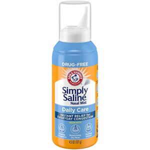 arm & hammer simply saline nasal care daily mist 4.5oz – instant relief for every day congestion – one 4.5oz bottle