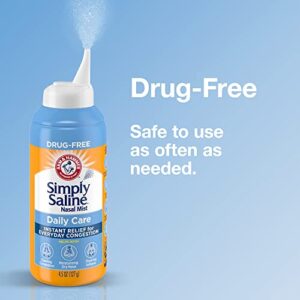 ARM & HAMMER Simply Saline Nasal Care Daily Mist 4.5oz – Instant Relief for Every Day Congestion – One 4.5oz Bottle