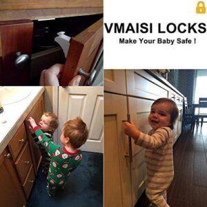 16 Pack Child Safety Magnetic Cabinet Locks - Vmaisi Children Proof Cupboard Baby Locks Latches - Adhesive for Cabinets & Drawers and Screws Fixed for Durable Protection