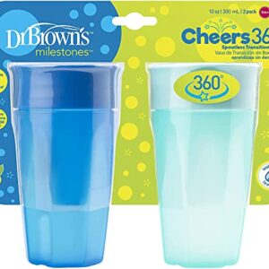 Dr. Brown’s™ Silicone Starter Spoon and Teether, 2-Pack with Suction Bowls, BPA Free, 2-Pack and Milestones™ Cheers360™ Training Sippy Cups, Blue Aqua, 10oz, 2-Pack