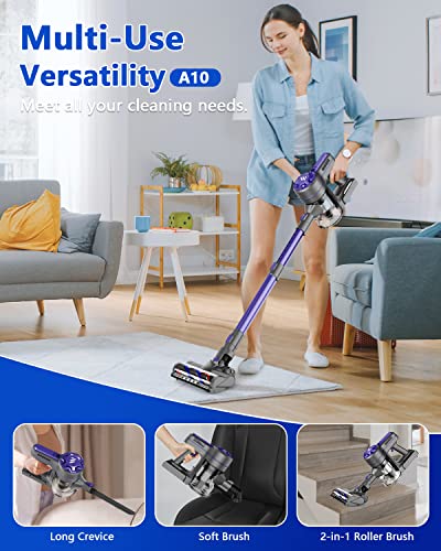 Cordless Vacuum, Stick Cordless Vacuum Cleaner with 2200mAh Powerful Lithium Batteries, Up to 30 Mins Runtime Handheld Vacuum Cleaner, 4 in 1 Lightweight Quiet Vacuum Cleaner Perfect for Hardwood