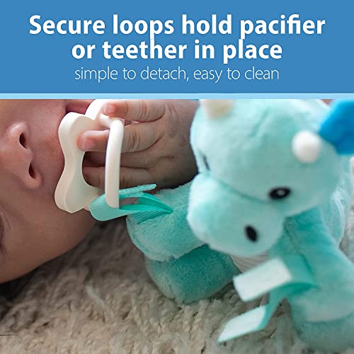 Dr. Brown's Baby Lovey Pacifier Holder & Teether Clip, Soft Plush Stuffed Animal Dragon Pacifier Tether with Four-Piece HappyPaci Pacifier, 100% Silicone, 0-6m