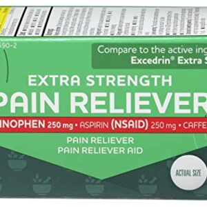 Rite Aid Extra Strength Pain Reliever, Acetaminophen 250mg, Aspirin 250mg, Caffeine 65mg – 100 Tablets | Pain Reliever / Fever Reducer | NSAID Anti-Inflammatory | Migraine Relief Products