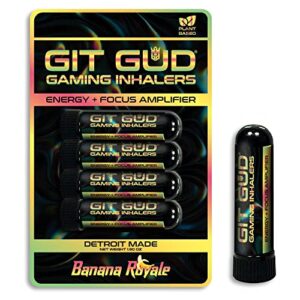 git gud® gaming vapor inhaler | energy + focus amplifier for esports athlete gamer | stimulating aromatherapy scent | portable pre workout performance disposable | banana royale (4 pack)