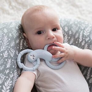 Dr. Brown's HappyPaci 100% Silicone Pacifier, Flexees Beaded Teether Rings, and Lovey Pacifier Holder & Teether Clip, Blue Sloth