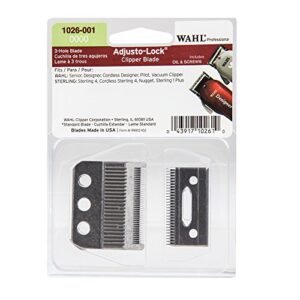 wahl professional – 3 hole adjusto-lock 0000 clipper blade for designer, senior, cordless designer, pilot, sterling 4 clipper, sterling cordless 4, nugget and sterling 1 – model 1026-001