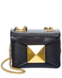 valentino one stud micro leather shoulder bag, black