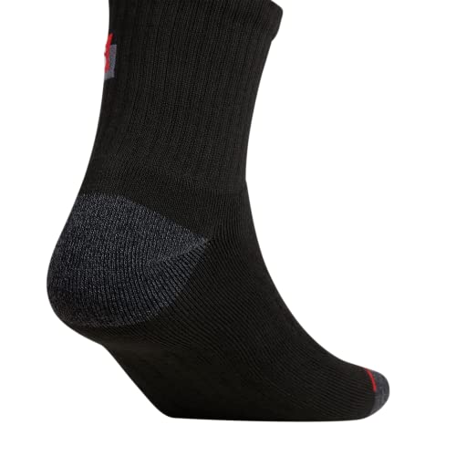 adidas Men's Sport Linear High Quarter Socks (3-Pair), Black/Onix Grey/Vivid Red, Large