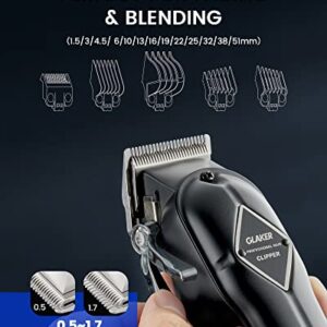 GLAKER Professional Hair Clippers for Men - Cordless Barber Clipper Hair Cutting Kit with 15 Guide Combs for Haircut, Trimming & Grooming