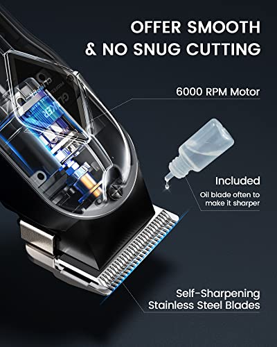 GLAKER Professional Hair Clippers for Men - Cordless Barber Clipper Hair Cutting Kit with 15 Guide Combs for Haircut, Trimming & Grooming