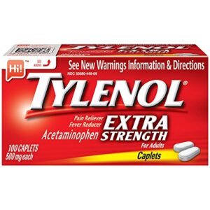 tylenol acetaminophen, extra strength, 500 mg, 100 count