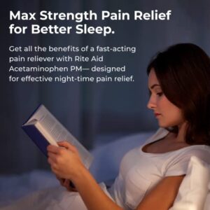 Rite Aid Extra Strength Pain Relief Acetaminophen PM Caplets, 500mg Acetaminophen / 25mg Diphenhydramine - 300 Count - Nighttime Pain Reliever + Sleep Aid