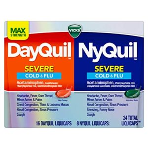 vicks dayquil & nyquil severe cold, flu & congestion medicine, 24 count