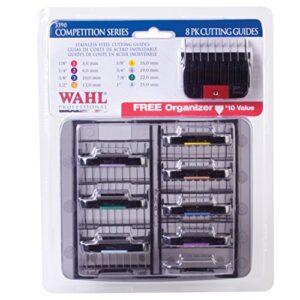 WAHL Stainless Steel Comb Attachments, Combs for Standard Max 45, Durable Plastic Combs, Colour Coded Tabs, Set of 8, Easy Organisation, Clipper Guide Combs, Additional Cutting Lengths