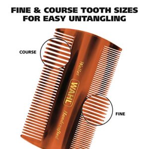 Wahl Beard & Mustache Wallet Comb for Men's Grooming - Handcrafted & Hand Cut with Cellulose Acetate - Smooth, Rounded Tapered Teeth - Model 3327