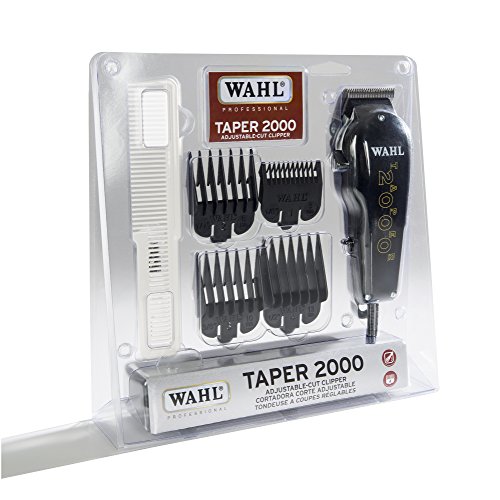 Wahl Professional - Taper 2000 Adjustable Cut, Corded Electric Hair Clipper with Black Blade Attachment Guards for Smooth Haircutting for Professional Barbers and Stylists - Model 8472-850