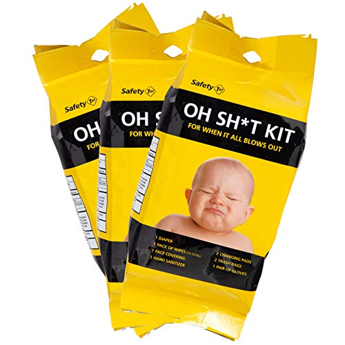 Safety 1st Oh Shit Kit - with Changing Pads, Wipes and More for Accidents on The Go - Funny and Functional (3-Pack)