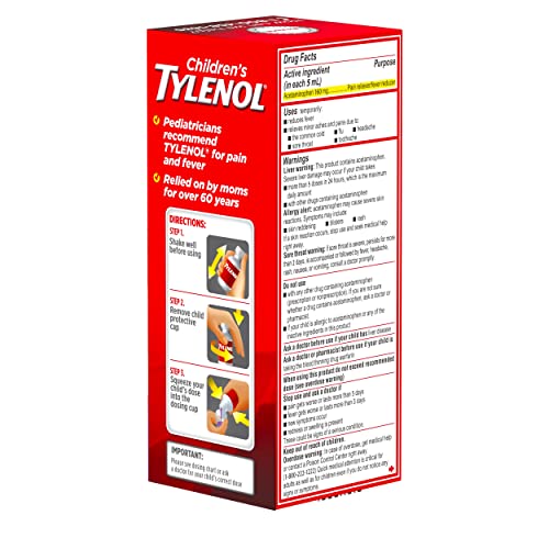 Tylenol Children's Pain + Fever Relief Cold Medicine, Acetaminophen, Grape, 4 fl. oz