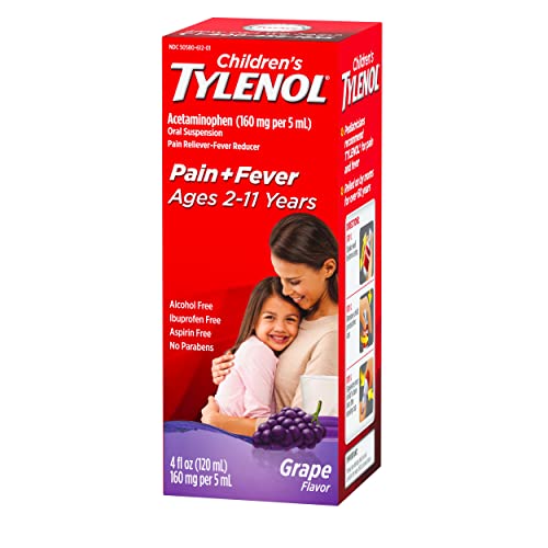 Tylenol Children's Pain + Fever Relief Cold Medicine, Acetaminophen, Grape, 4 fl. oz