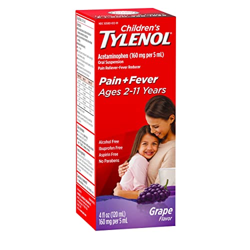 Tylenol Children's Pain + Fever Relief Cold Medicine, Acetaminophen, Grape, 4 fl. oz