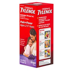 Tylenol Children's Pain + Fever Relief Cold Medicine, Acetaminophen, Grape, 4 fl. oz