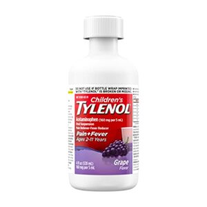 Tylenol Children's Pain + Fever Relief Cold Medicine, Acetaminophen, Grape, 4 fl. oz