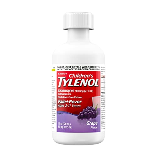 Tylenol Children's Pain + Fever Relief Cold Medicine, Acetaminophen, Grape, 4 fl. oz