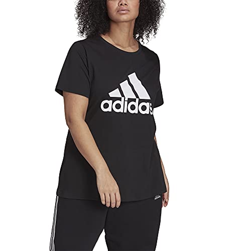 adidas womens Essentials Regular T-shirt Black/White 2X