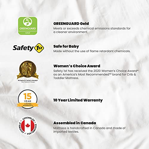 Safety 1st Heavenly Dreams Ultra Baby Crib & Toddler Bed Mattress, Machine Washable, Breathable, Removable Cover, Firm, Fits Standard Size Cribs & Toddler Beds