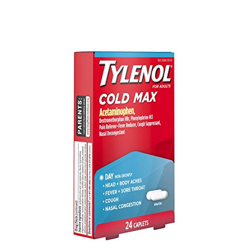 Tylenol Cold Max Daytime Non-Drowsy Cold and Flu Relief, Acetaminophen, 24 ct