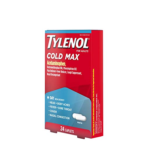 Tylenol Cold Max Daytime Non-Drowsy Cold and Flu Relief, Acetaminophen, 24 ct