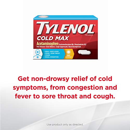 Tylenol Cold Max Daytime Non-Drowsy Cold and Flu Relief, Acetaminophen, 24 ct