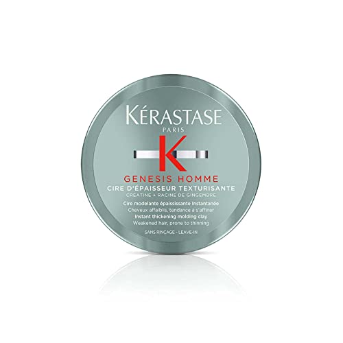 KERASTASE Genesis Homme Cire d'Epaisseur Texturisante Wax Pomade | Light-hold Wax Pomade for Men | Provides Texture & Thickness | For Weakened Hair | 2.5 Fl Oz