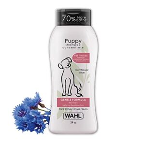 wahl gentle puppy shampoo for pets – cornflower & aloe for grooming dirty dogs – 24 oz – model 820002a