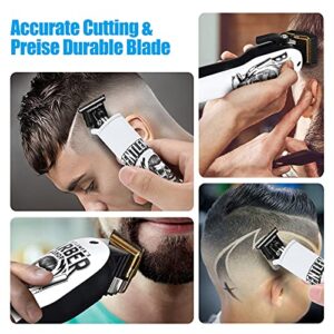 BESTBOMG Hair Clippers & Trimmer T-Blade Cordless Hair Haircut Sets, Hair Haircut with Ceramic Blade Rechargeable 2000mAh/1200mAh with 10 Guide Combs & for Men/Father/Husband/Boyfriend