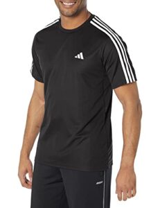 adidas men’s essentials base 3-stripes training t-shirt, black/white, large