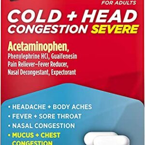 TYLENOL Cold Head Congestion Caplets for Adults, Severe, 24 ea (Pack of 4)