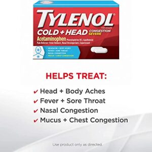 TYLENOL Cold Head Congestion Caplets for Adults, Severe, 24 ea (Pack of 4)