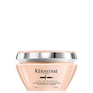 kerastase curl manifesto beurre haute nutrition hair mask | strengthens & prevents breakage | adds softness & shine | for all wavy, curly, very curly & coily hair | 6.8 fl oz