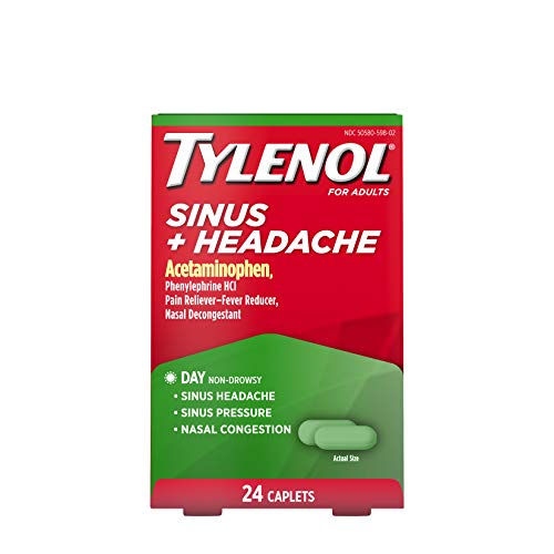 Tylenol Sinus + Headache Non-Drowsy Daytime Caplets with Acetaminophen & Phenylephrine HCl, 24 ct