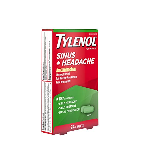 Tylenol Sinus + Headache Non-Drowsy Daytime Caplets with Acetaminophen & Phenylephrine HCl, 24 ct