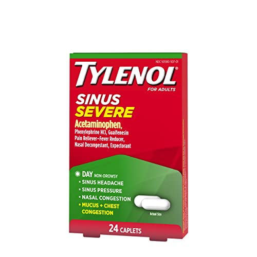 Tylenol Sinus Severe Daytime Caplets with Acetaminophen, Guaifenesin & Phenylephrine HCl, 24 ct