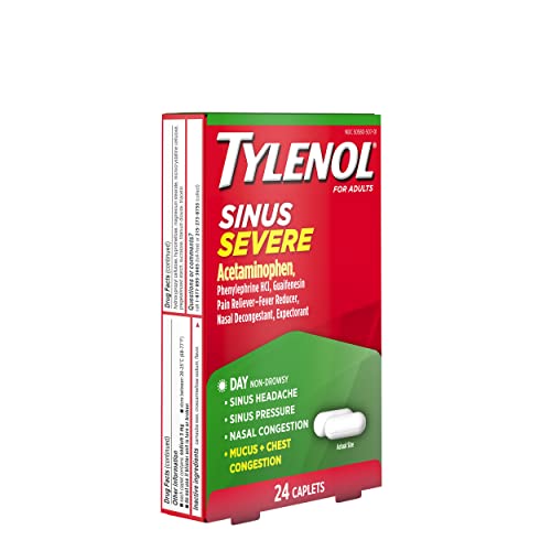 Tylenol Sinus Severe Daytime Caplets with Acetaminophen, Guaifenesin & Phenylephrine HCl, 24 ct