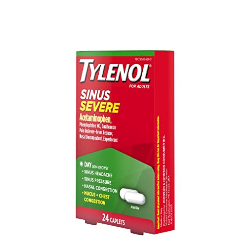 Tylenol Sinus Severe Daytime Caplets with Acetaminophen, Guaifenesin & Phenylephrine HCl, 24 ct