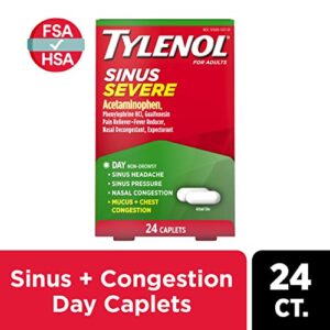 Tylenol Sinus Severe Daytime Caplets with Acetaminophen, Guaifenesin & Phenylephrine HCl, 24 ct