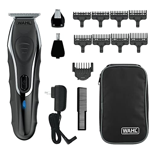 Wahl Aqua Blade Rechargeable Wet/Dry Lithium Ion Deluxe Trimming Kit with 3 Interchangeable Heads for Detailing, & Grooming Beards, Mustaches, Stubble, Ear, Nose, & Body – Model 9899-100