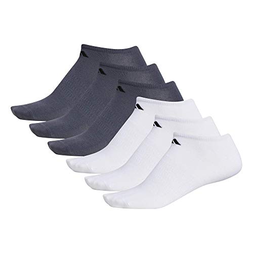 adidas Men's Superlite No Show Socks (6-Pair), White/Black/Onix Grey, Large