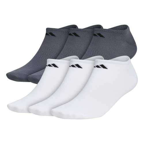 adidas Men's Superlite No Show Socks (6-Pair), White/Black/Onix Grey, Large