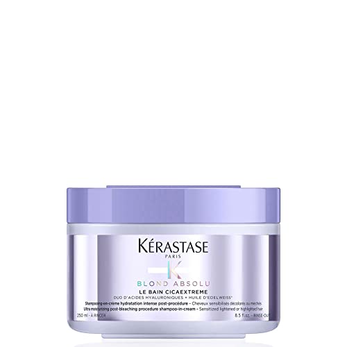 KERASTASE Blond Absolu Cicaextreme Strengthening Shampoo | For Highlighted, Bleached & Fragile Hair | Repairs Damage for Strong, Shiny Hair | With Hyaluronic Acid & Edelweiss Flower | 8.5 Fl Oz